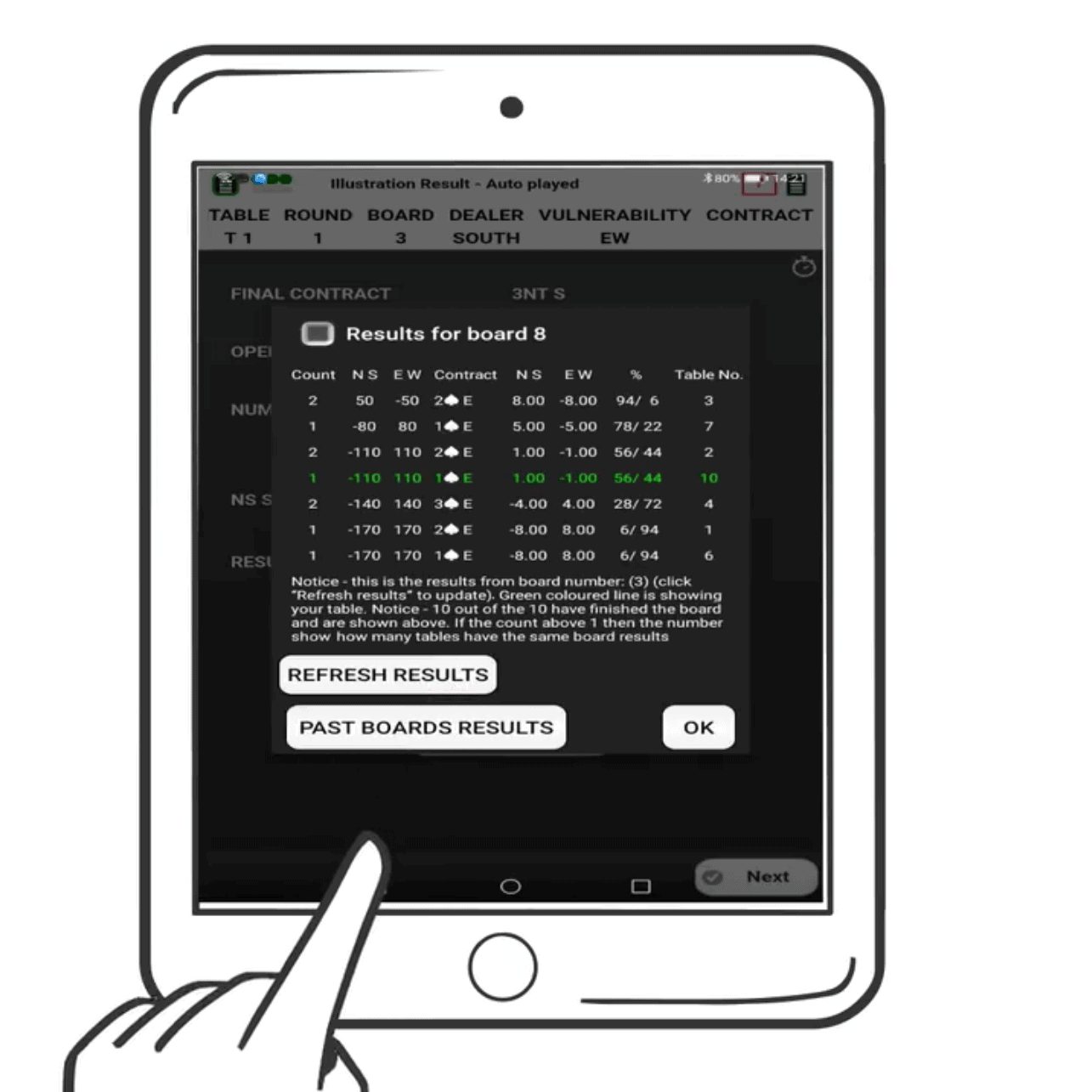 FIRST USE GUIDE: See your game results on the tablet | Bridge+More Solution